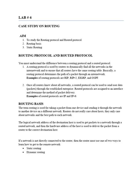 lab 06 pdf routing computer network