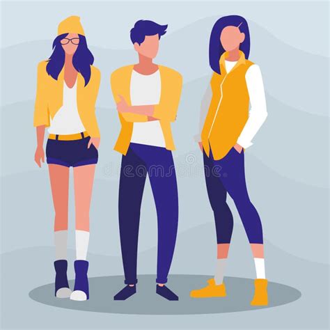 Young Group Of Models With Pose Of Modeling Stock Illustration Illustration Of Female