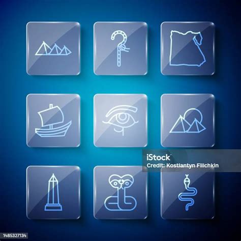 알렉산드리아의 오벨리스크 뱀 이집트지도 아이 호루스 이집트 선박 피라미드 및 아이콘을 설정하십시오 벡터 건축에 대한 스톡 벡터 아트 및 기타 이미지 Istock