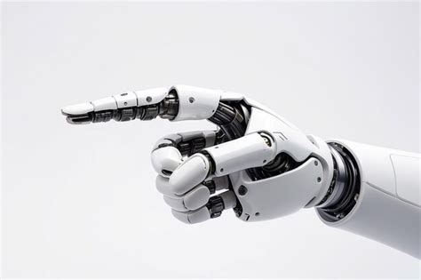 white robot hand finger point isolated on white background premium ai