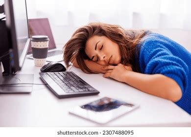 Female Programmer Sleeping Her Desk Home Stock Photo Shutterstock
