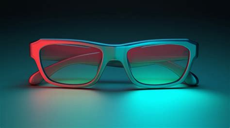 Red Pair Of Glasses On A Jeans And Black Background 3d Glasses In The