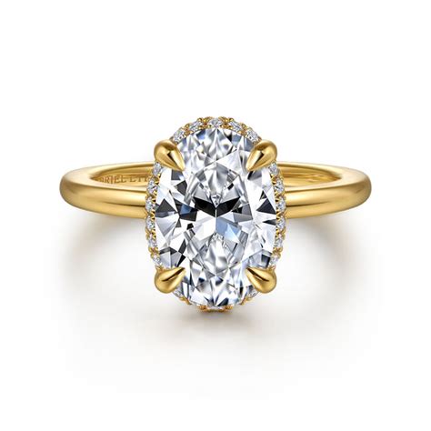 14k Yellow Gold Oval Hidden Halo Diamond Engagement Ring 1400 Shop