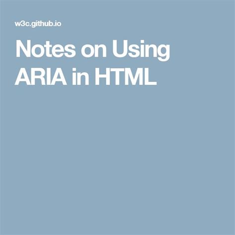 Notes On Using Aria In Html Aria Moving