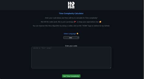 Im Happy To Share This Hora Time Complexity Calculator Project I Worked On Check It Out Here