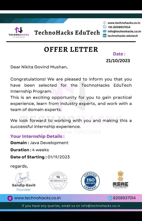 Nikita Mushan On Linkedin Technohacksedutech Internship