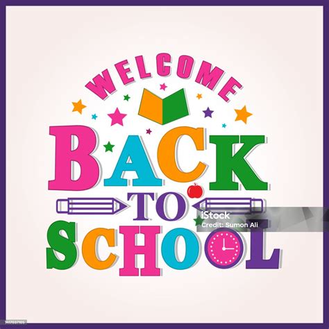 학교로 돌아가 편집 가능한 텍스트 효과 타이포그래피 벡터 일러스트 레이 션 다채로운 현대 및 학교 항목 요소 장식 배경 개념에 대한 스톡 벡터 아트 및 기타 이미지 Istock