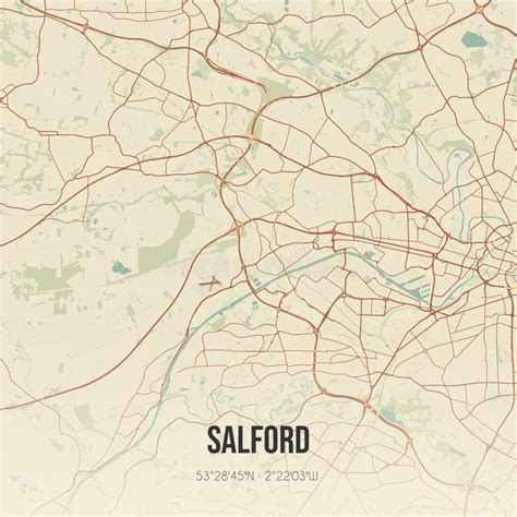 Retro Uk Map Of Salford Vintage Street Map Stock Illustration
