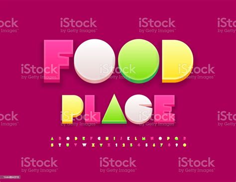 벡터 광고 배너 음식 장소 밝은 3d 알파벳 문자 및 숫자 세트 광고에 대한 스톡 벡터 아트 및 기타 이미지 광고 그래픽