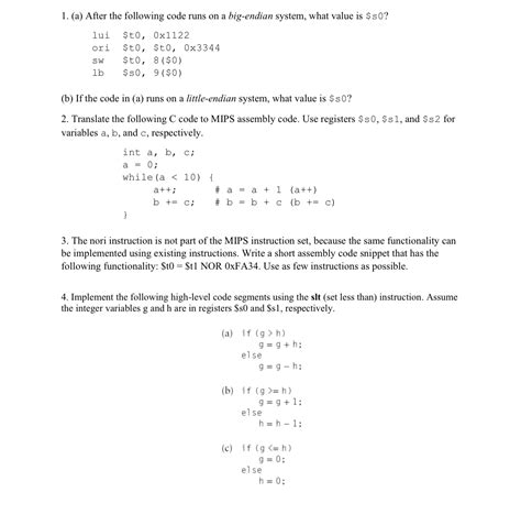 A ﻿after The Following Code Runs On A Big Endian