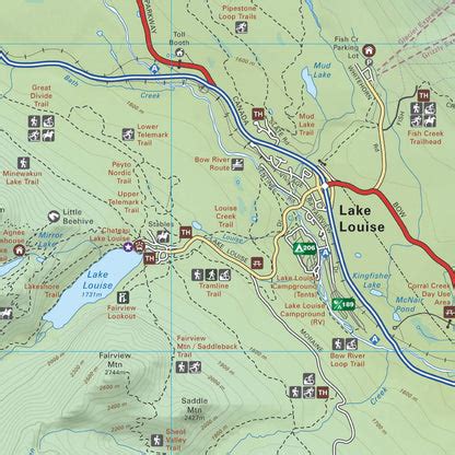 Lake Louise And Area Banff National Park Alberta Destination Map
