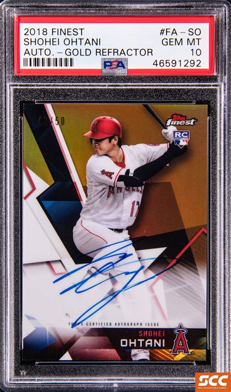 Shohei Ohtani 2018 Topps Finest Fa So Autographs Gold Refractor 50 Price Guide Sports Card