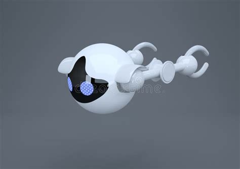Spherical Robot 3d Modeling Provided With Artificial Intelligence Stock