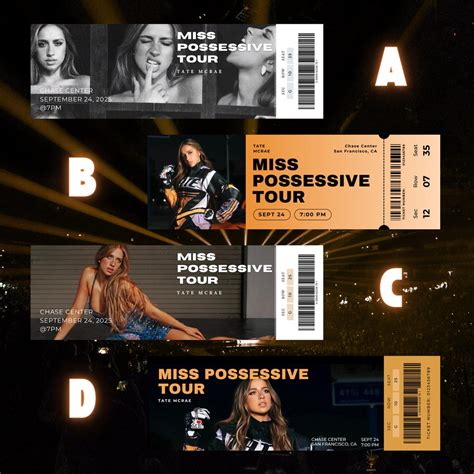Tate Mcrae Customizable Printable Concert Tickets Miss Possessive