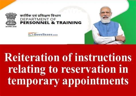 Reiteration Of Instructions Relating To Reservation In Temporary