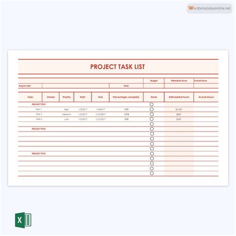 Free Task List Templates For Employees Excel Word