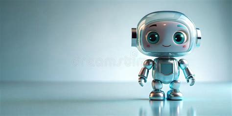 Cute Mini Robot Pointing Fingers At Copy Space On Green Background