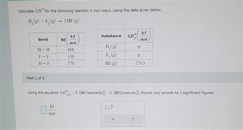 Solved Calculate ΔH for the following reaction in two ways Chegg