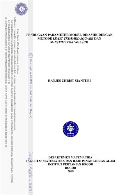 Pdf Pendugaan Parameter Model Dinamik Dengan Metode Least Trimmed Square Dan M Estimator