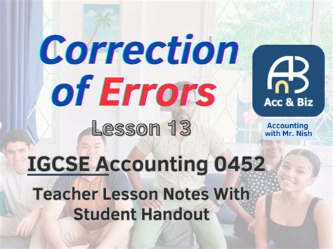 Igcse Accounting Lesson Notes For Correction Of Errors Forteachers