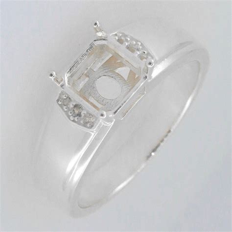 Mens Sterling Silver Semi Mount Ring Setting Square Emerald Sq 95x9mm