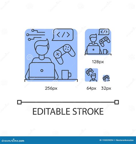 Game Developer Blue Linear Icons Set Stock Vector Illustration Of Isolated Adaptive 193039094
