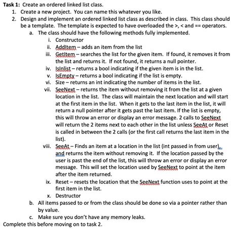 Solved Create An Ordered Linked List Class Create A New