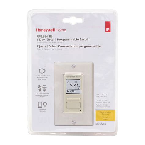 Honeywell Home Solar 7 Day Programmable Light Switch Timer Almond