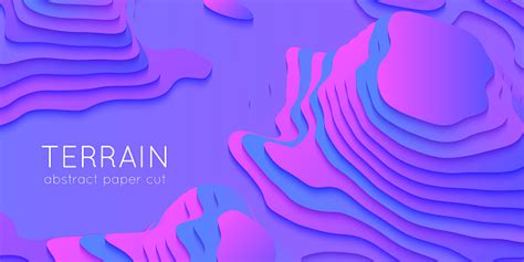 추상 보라색 종이 잘라 지형 부드러운 그림자와 함께 종이 Sclices 3d 언덕을 형성 한다 최소한의 디자인입니다 벡터 일러스트입니다 종이 공예 풍경입니다 입체지도에 대한