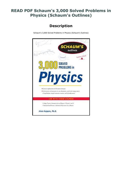 read pdf schaum s 3 000 solved problems in physics schaum s outlines