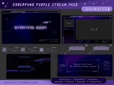 Animated Twitch Stream Package Cyber Punk Purple Theme Overlays Alerts Panels Screens Spark Animated Twitch Stream Package Cyber Punk Purple Theme Overlays Alerts Panels Screens Spark