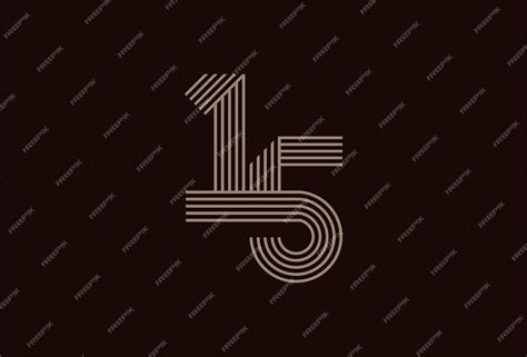 Streszczenie 15 Numer Logo Złoty 15 Styl Linii Monogramu Liczbowego
