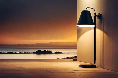 Premium Photo A Lamp That Is On A Wooden Platform