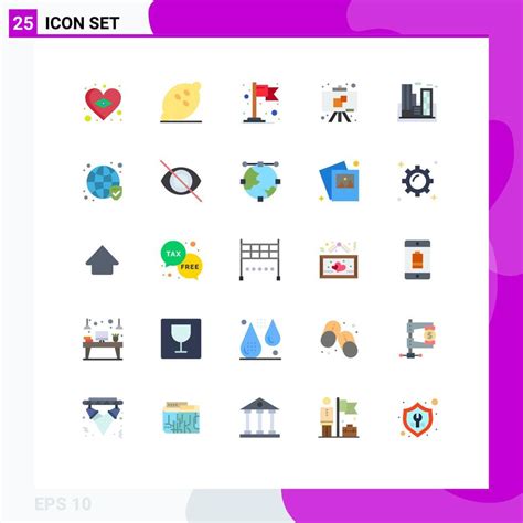 25 User Interface Flat Color Pack Of Modern Signs And Symbols Of Polution Factory Healthy School