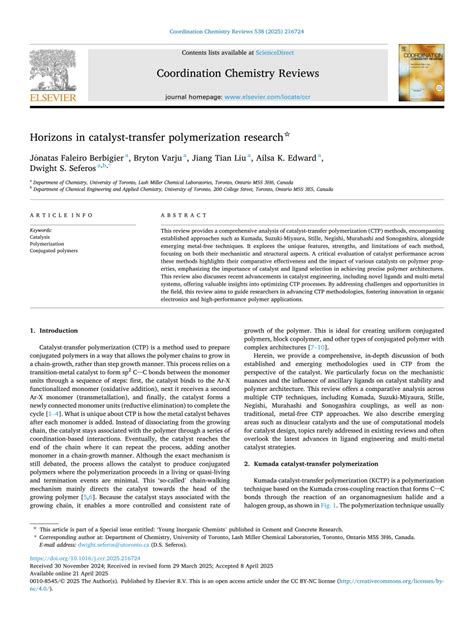 Pdf Horizons In Catalyst Transfer Polymerization Research