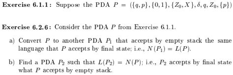 exercise 6 1 1 suppose the pda p q p 0 1 z x q z p