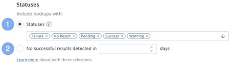 understanding status filters backup radar