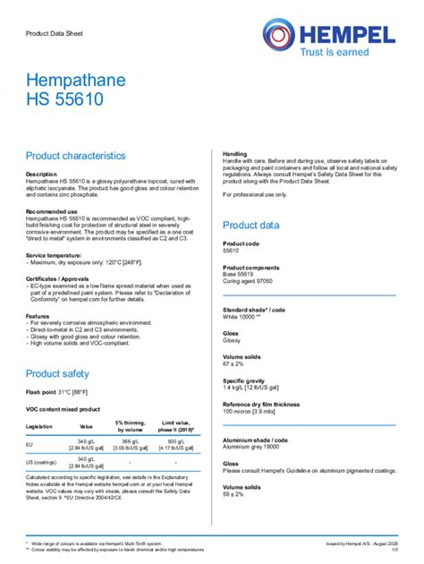 Fillable Online Hempel 55610 Safety Data Sheet Nexuscfdde Fax Email