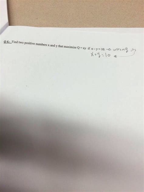 Solved Find Two Positive Numbers X And Y That Maximize Q