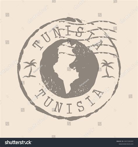 Stamp Postal Tunisia Map Silhouette Rubber Stock Vector Royalty Free