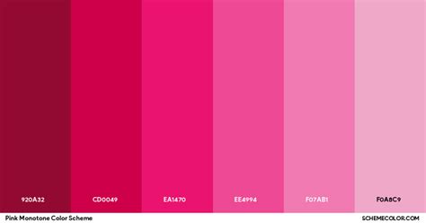 Pink Monotone Color Scheme Palettes Pink Monotone Color Scheme Palettes