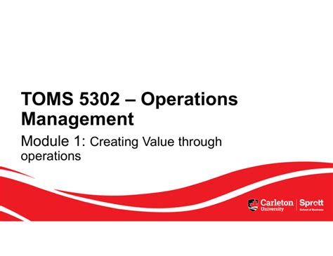 Operations Management Value Chains And Strategy