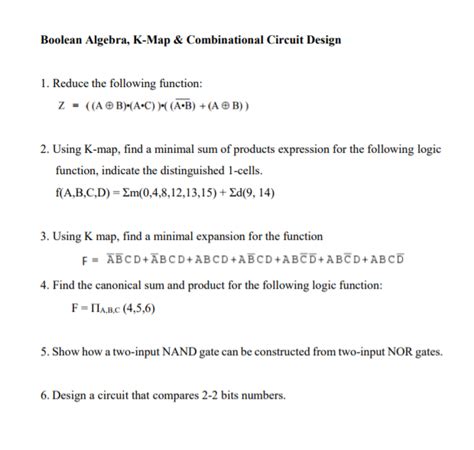 Solved Boolean Algebra K Map And Combinational Circuit Design