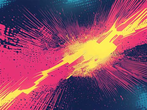 Abstract Comic Book Illustration Explosion Burst Effect Background With Halftone Effects