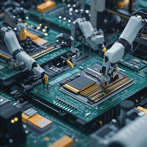 A Visual Of Pcb Assembly Lines With Automated Machines And Human Operators Working Together In