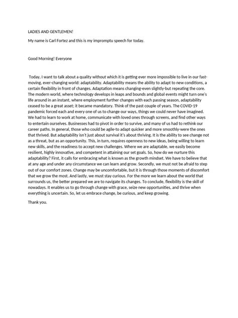Impromptu Speech Pdf