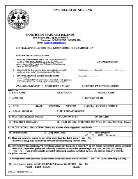 Doc 22 23 Nclex Initial Application By Examination 06 08 22 Nmi Board Of Nursing Northern