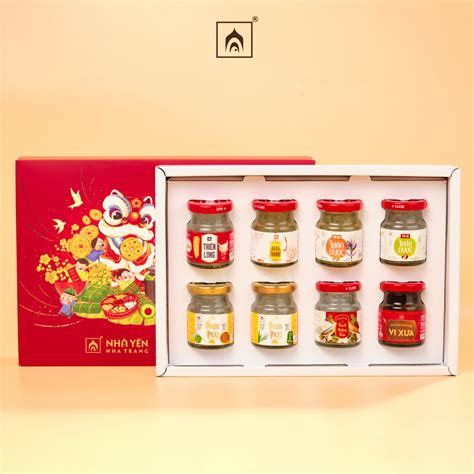 Tổ Yến Chưng đường Phèn Cao Cấp Bát Vị Nhà Yến Nha Trang Hộp 8 Lọ