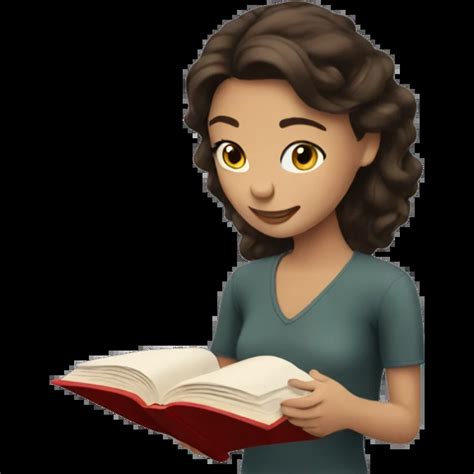 Brunette Reading Book Emoji Ai Emoji Generator