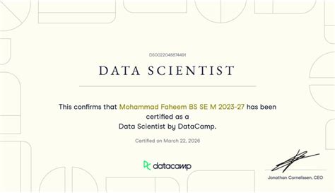 Datascience Machinelearning Datacamp Certification Learningjourney